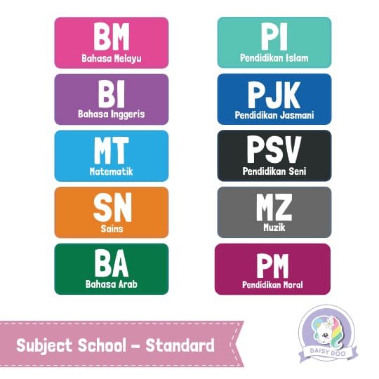 [NEW] Subject School Labels – Standard - Daisydoo